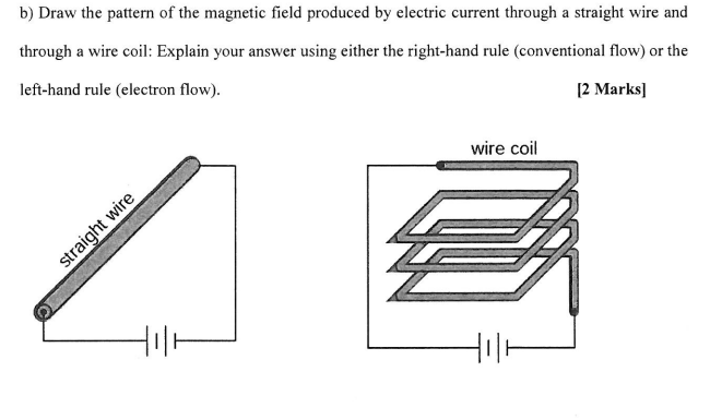 Solved b) Draw the pattern of the magnetic field produced by | Chegg.com