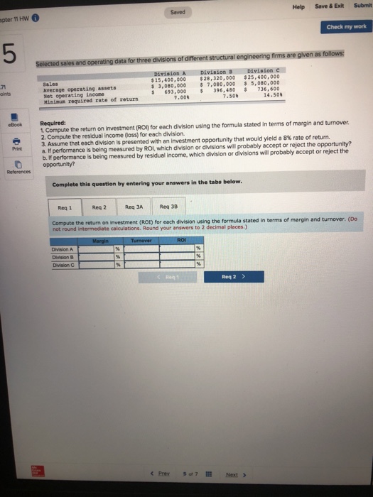 Solved Help Save&Exit Submit Saved pter 11 HW Check my work | Chegg.com Solved Help Save&Exit Submit Saved pter 11 HW Check my work | Chegg.com