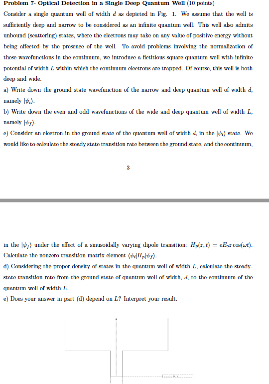 Problem 7- Optical Detection in a Single Deep Quantum | Chegg.com