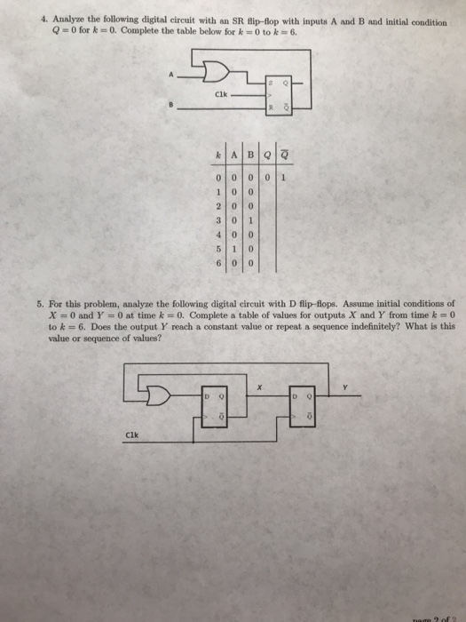 Solved 4. Analyze the following digital circuit with an SR | Chegg.com