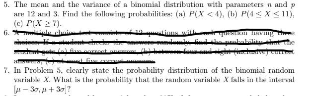 Solved 5. The mean and the variance of a binomial | Chegg.com