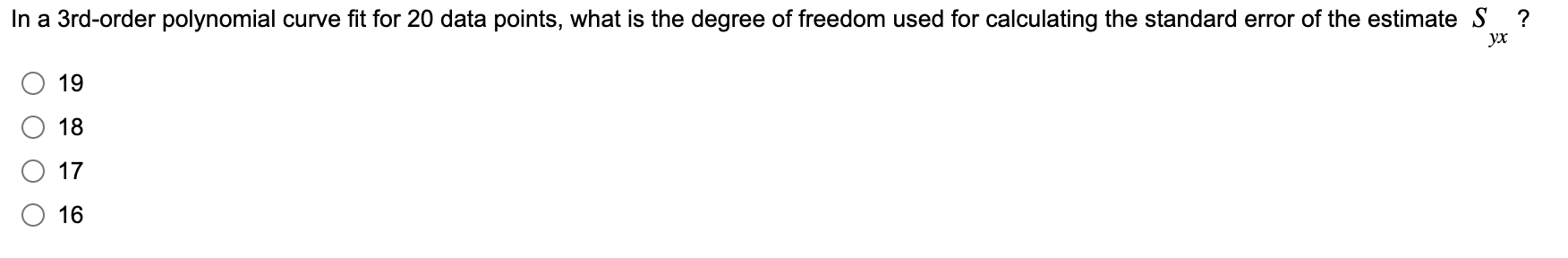 Solved In a 3rd-order polynomial curve fit for 20 data | Chegg.com