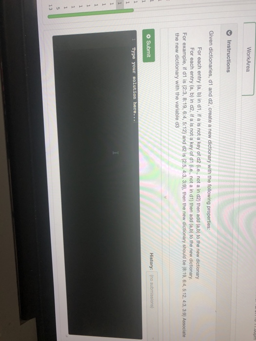 Solved WorkArea Instructions Given dictionaries, d1 and d2, | Chegg.com