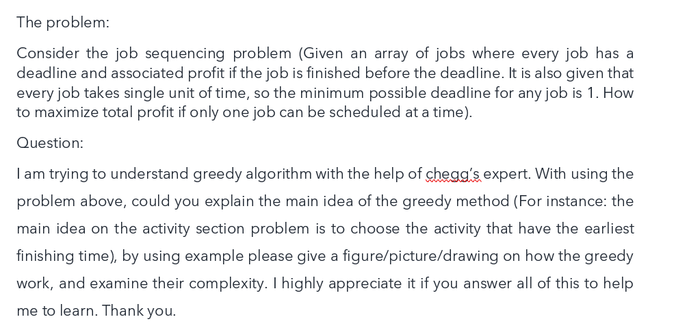 Solved The problem: Consider the job sequencing problem | Chegg.com