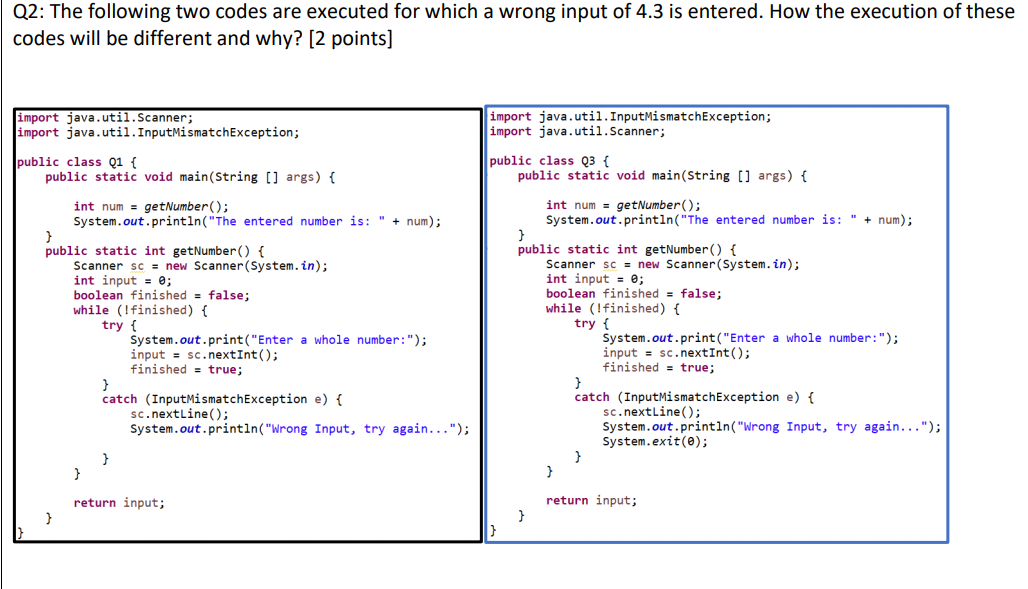 Solved Q2: The following two codes are executed for which a | Chegg.com