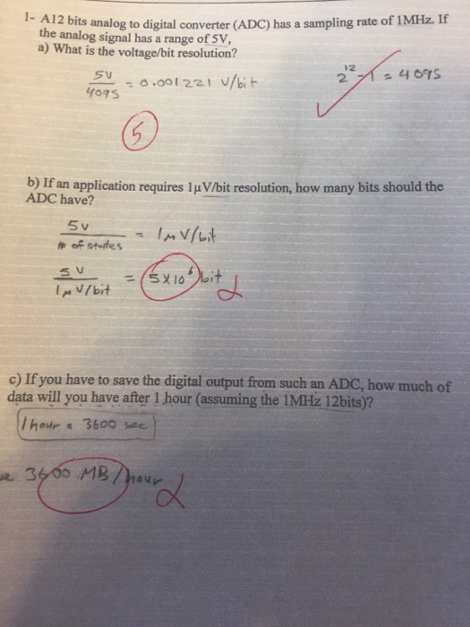Solved A 12 bits analog to digital converter (ADC) has a | Chegg.com