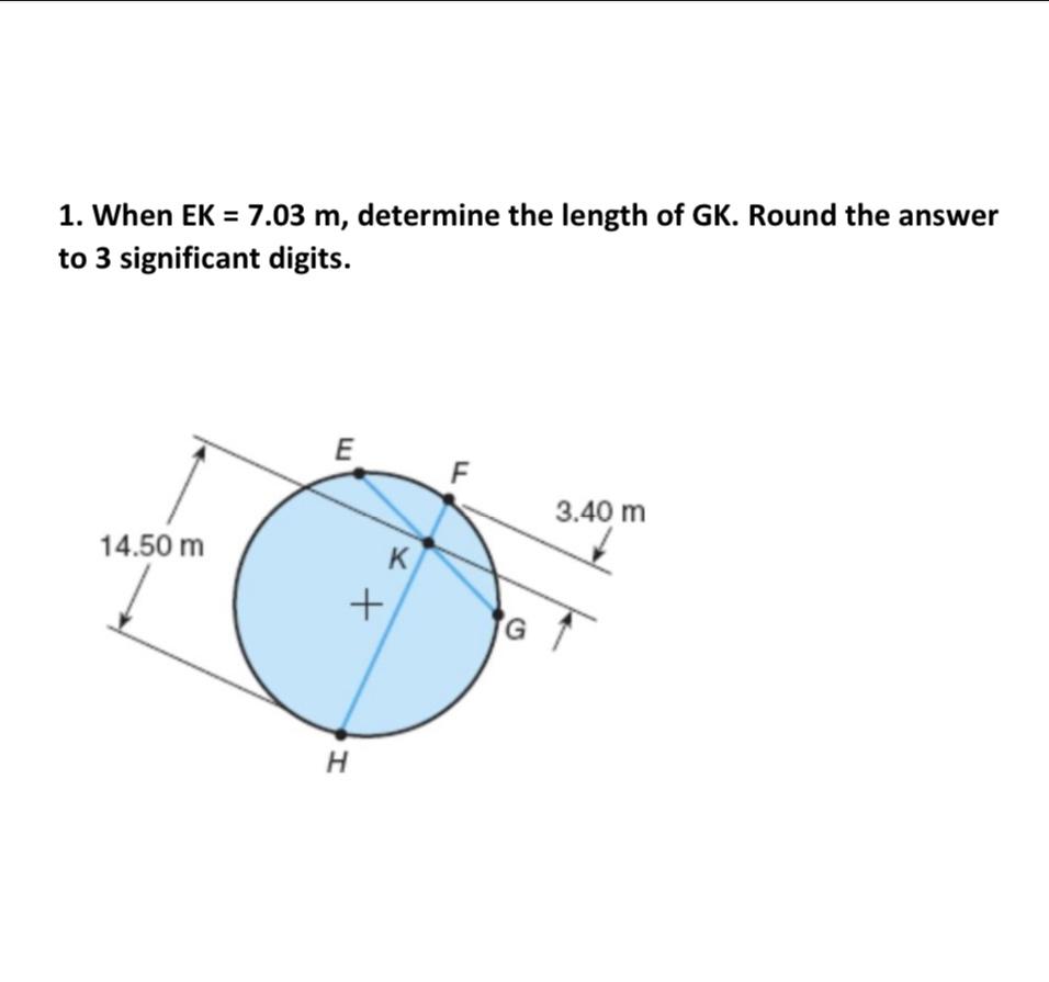 Solved 1. When EK=7.03 m, determine the length of GK. Round | Chegg.com