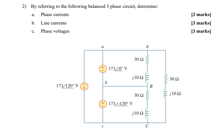 Solved 2) By referring to the following balanced 3 phase | Chegg.com