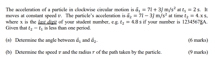 Solved The acceleration of a particle in clockwise circular | Chegg.com