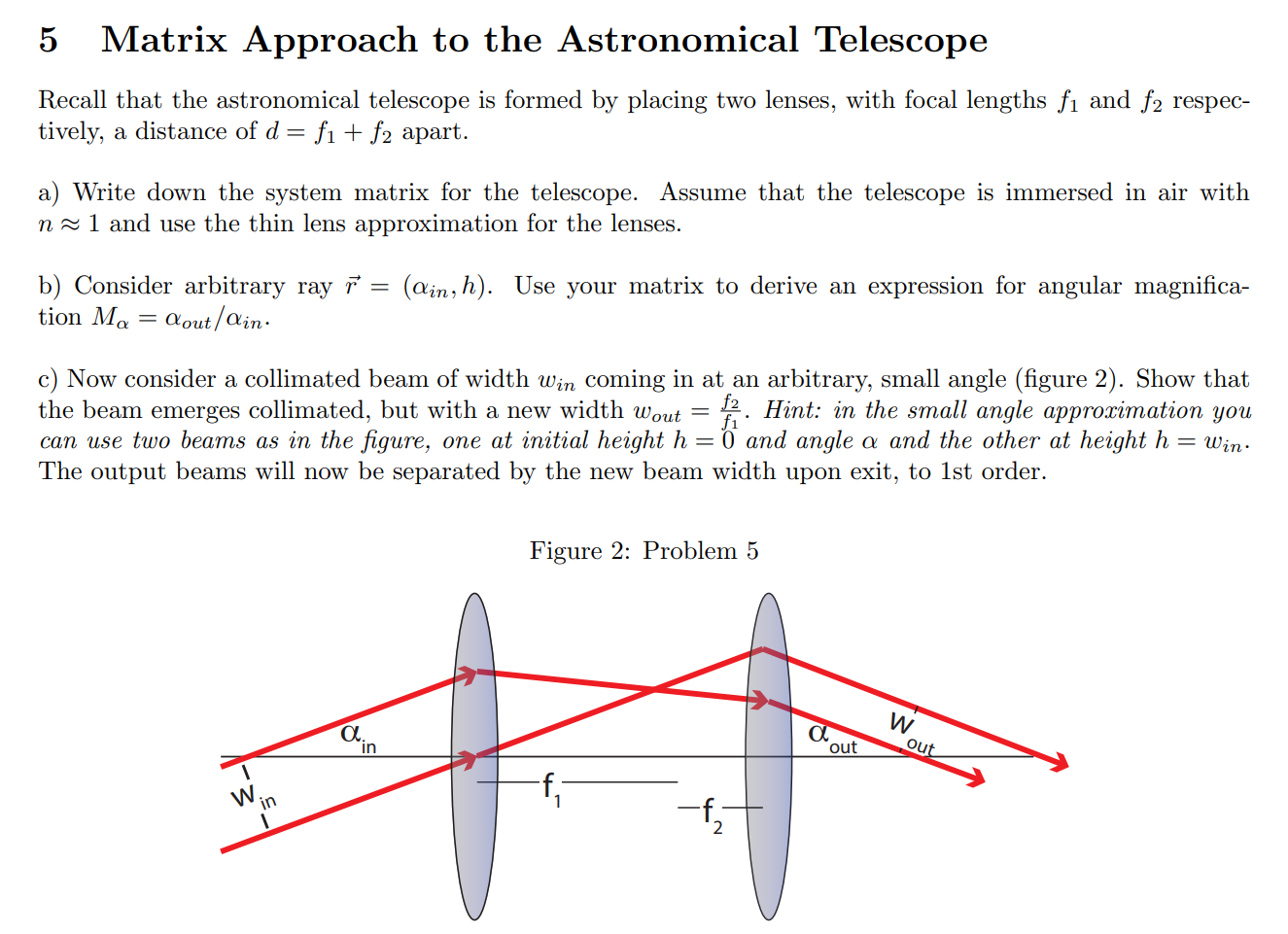 5 Matrix Approach to the Astronomical Telescope | Chegg.com