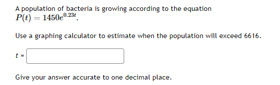 Solved A population of bacteria is growing according to the | Chegg.com