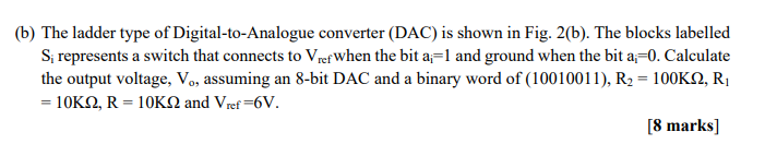 Solved Fig. 2(b): Ladder type DAC(b) The ladder type of | Chegg.com