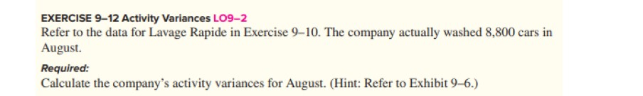 Solved EXERCISE 9-10 Planning Budget LO9-1 Lavage Rapide is | Chegg.com