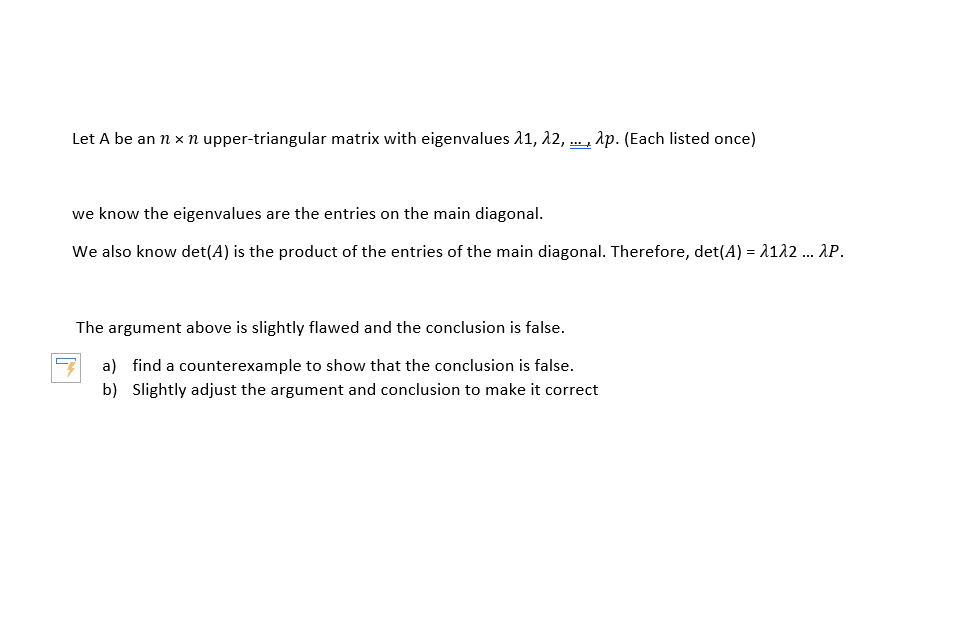 Solved Let A be an nx n upper-triangular matrix with | Chegg.com