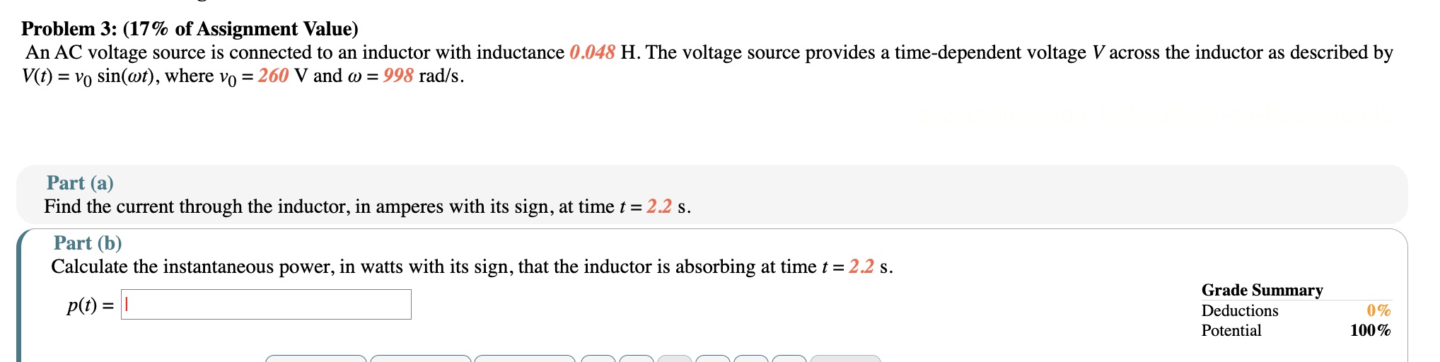 Solved Problem 3: (17% ﻿of Assignment Value)An AC voltage | Chegg.com