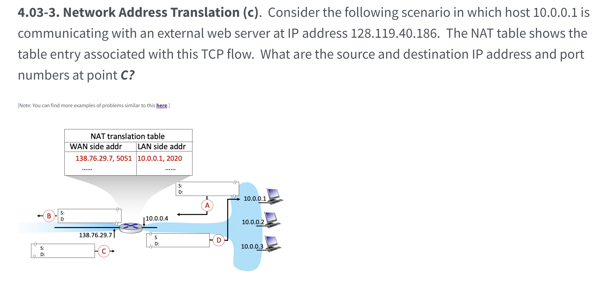 4.03-3. Network Address Translation (c). Consider the | Chegg.com