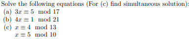 Solved Solve the following equations (For (c) find | Chegg.com