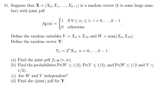 Solved Suppose that X=(X0,X1,…,Xk−1) is a random vector ( k | Chegg.com