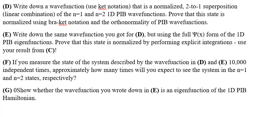 Solved (D) Write down a wavefunction (use ket notation) that | Chegg.com