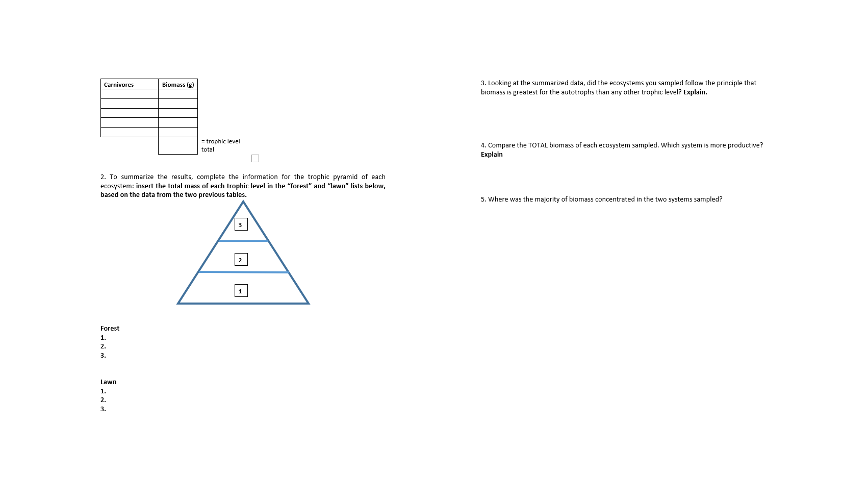 Solved Part III: Constructing trophic pyramids. -Now that | Chegg.com