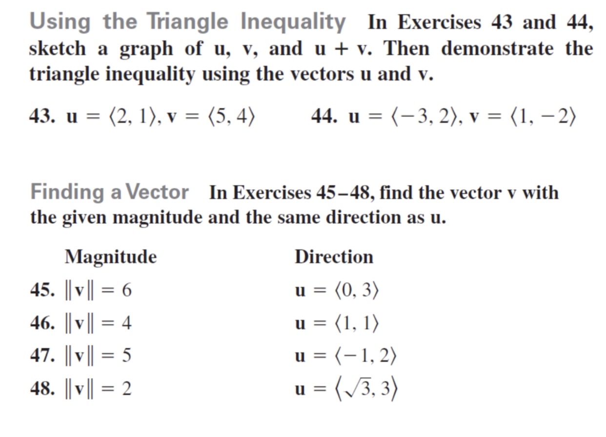 Solved Using the Triangle Inequality In Exercises 43 and 44, | Chegg.com