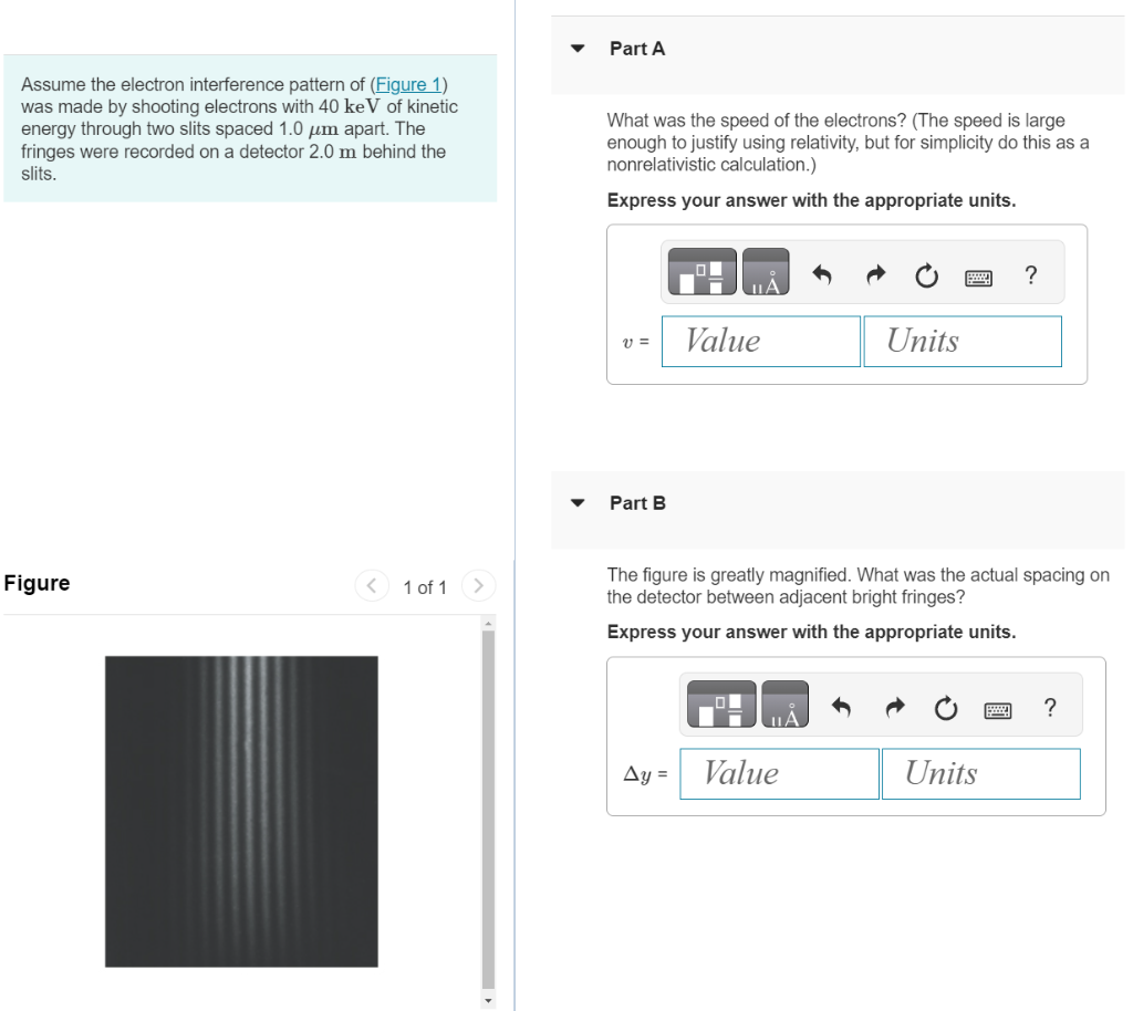 Solved Assume The Electron Interference Pattern Of Figure