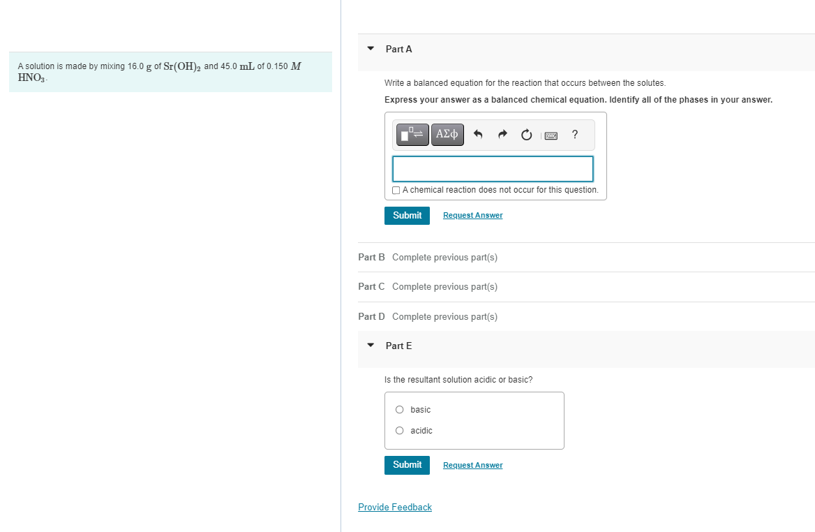 Solved A solution is made by mixing 16.0g ﻿of Sr(OH)2 ﻿and | Chegg.com
