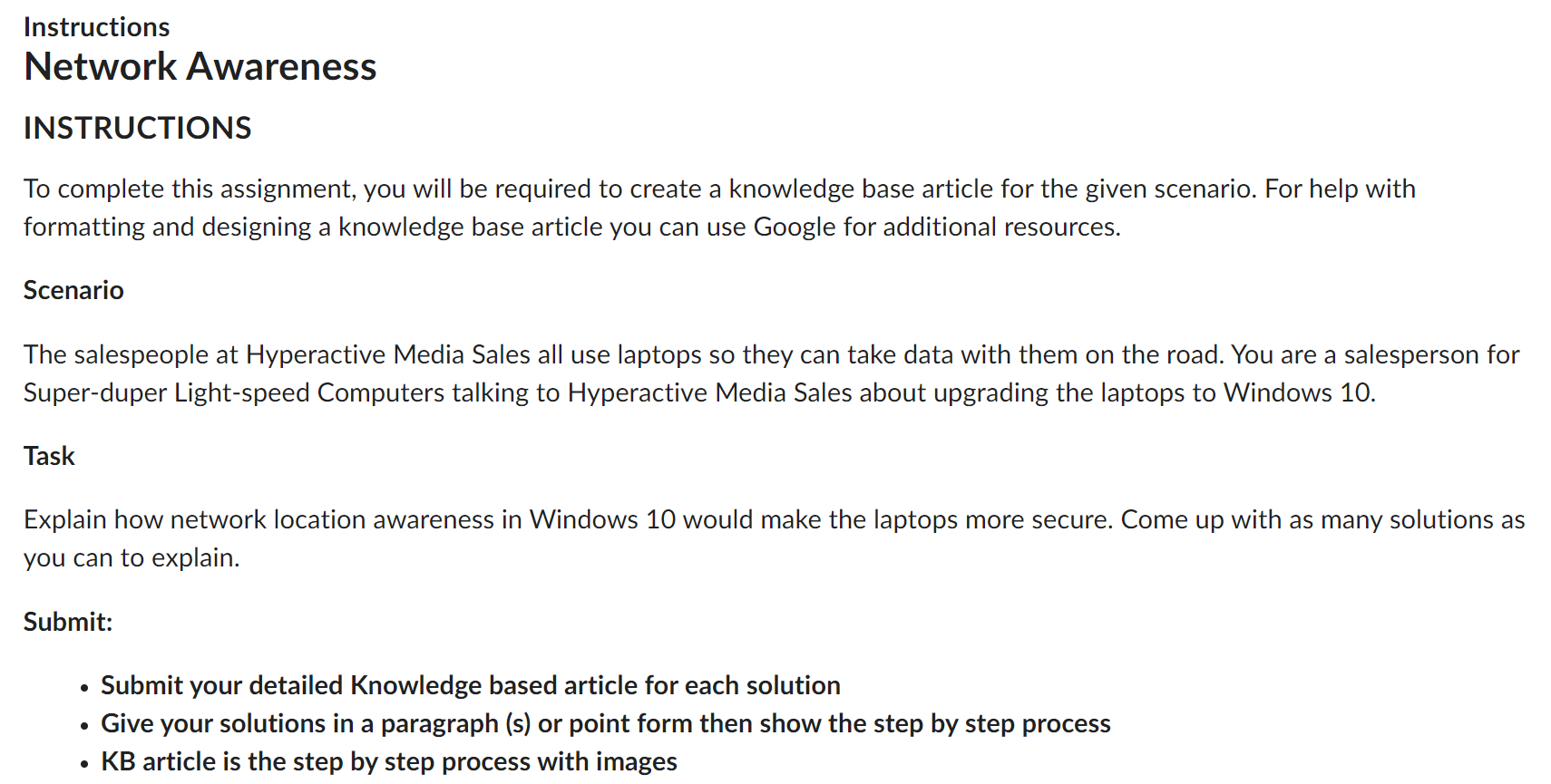 Solved Instructions Network Awareness INSTRUCTIONS To | Chegg.com