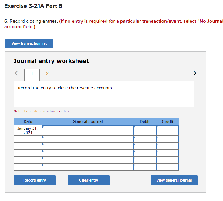 Solved Exercise 3-21A Part 1 1. Record each of the | Chegg.com