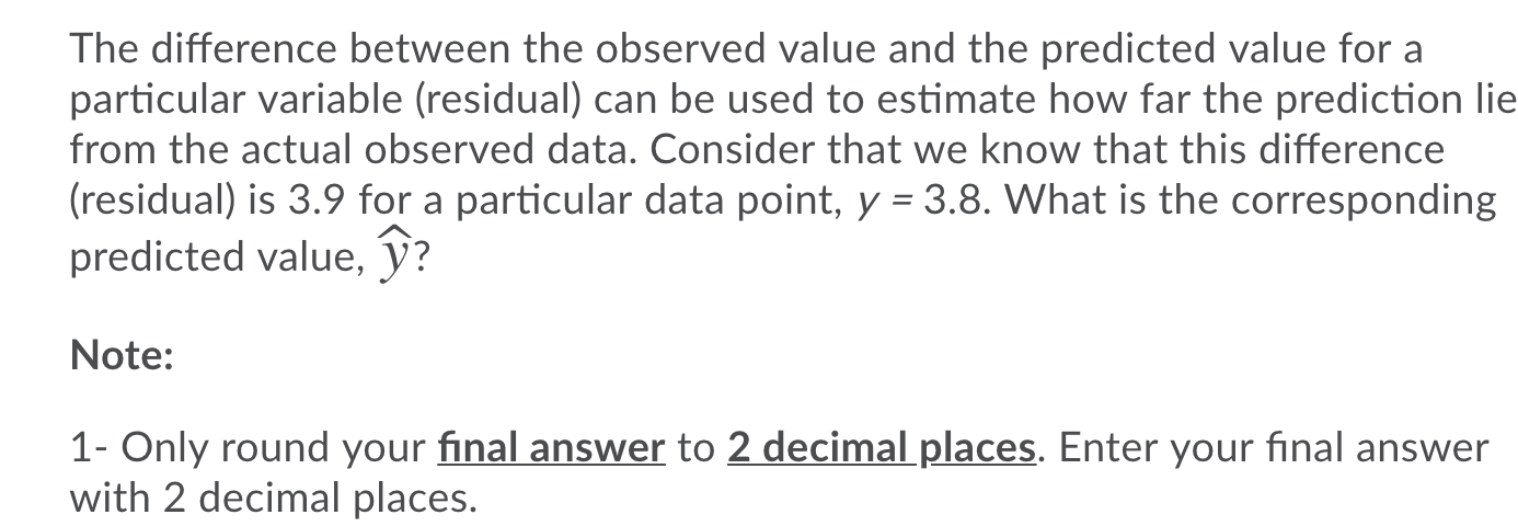 Solved The difference between the observed value and the | Chegg.com