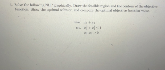 Solved 4. Solve the following NLP graphically. Draw the | Chegg.com