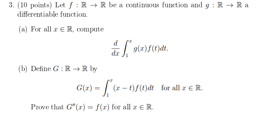 Solved 3. (10 points) Let f : R R be a continuous function | Chegg.com