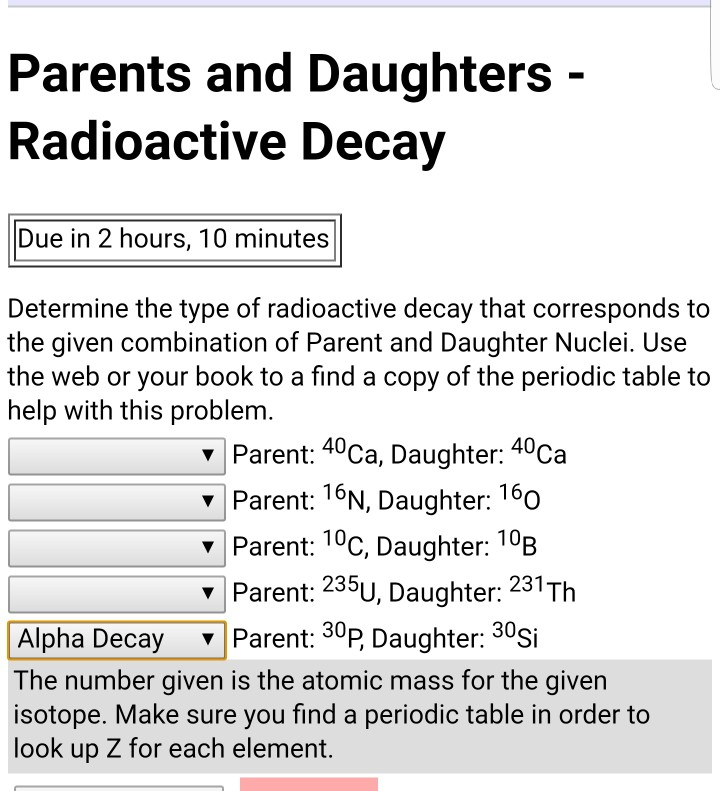 Solved Parents and Daughters - Radioactive Decay Due in 2 | Chegg.com