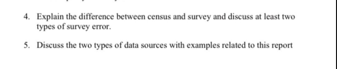 4. Explain the difference between census and survey | Chegg.com