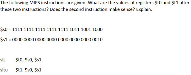 Solved The following MIPS instructions are given. What are | Chegg.com