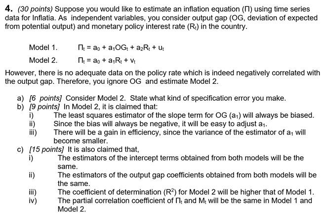Solved 4. (30 points) Suppose you would like to estimate an | Chegg.com