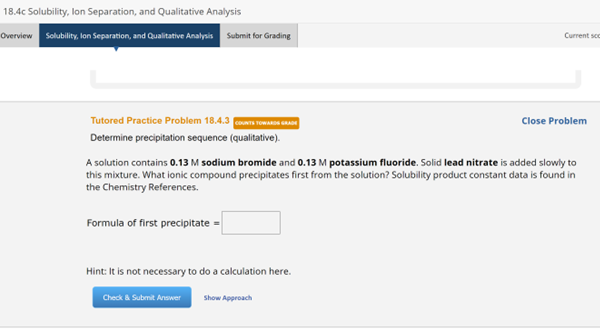 Solved 18.4c Solubility, Ion Separation, and Qualitative | Chegg.com