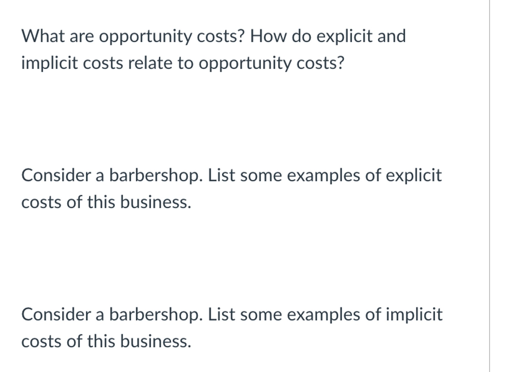 Solved What are opportunity costs? How do explicit | Chegg.com