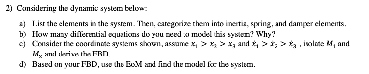 Solved 2) Considering the dynamic system below: a) List the | Chegg.com