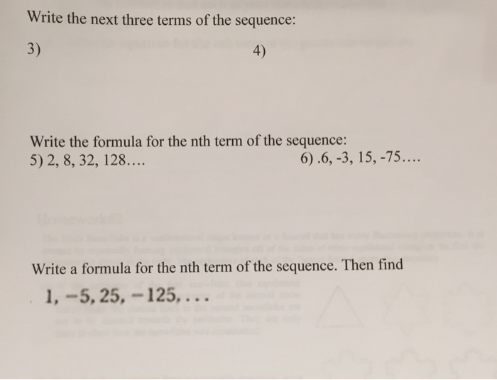 Solved Do Now: Write the formula for the sequence below: 3, | Chegg.com
