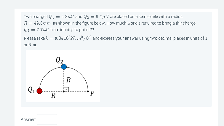 Solved Two charged Q1=6.8μC and Q2=9.7μC are placed on a | Chegg.com