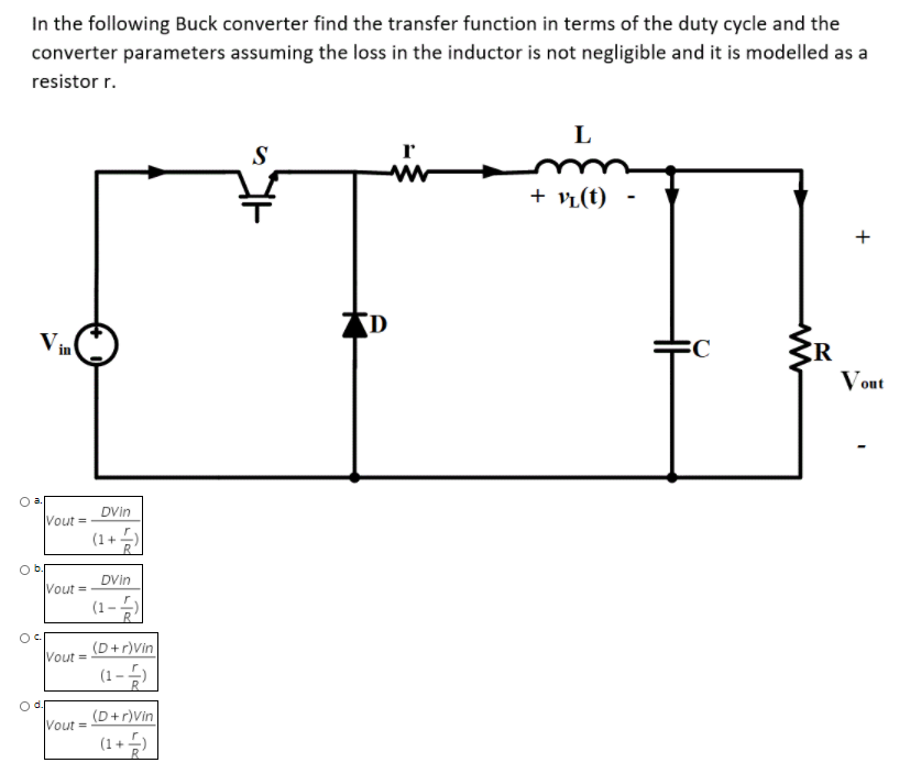 Solved In the following Buck converter find the transfer | Chegg.com