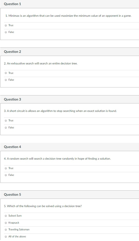 Solved Question 1 1. Minimax is an algorithm that can be | Chegg.com