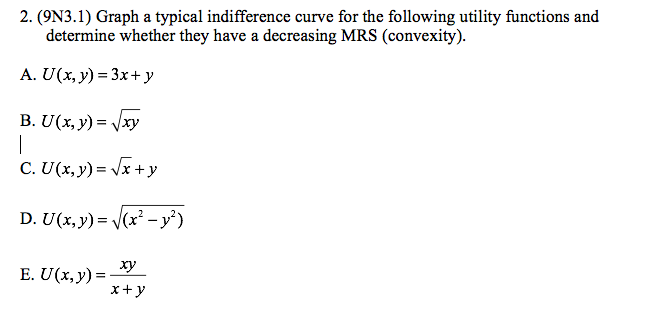 Solved 2. (9N3.1) Graph a typical indifference curve for the | Chegg.com