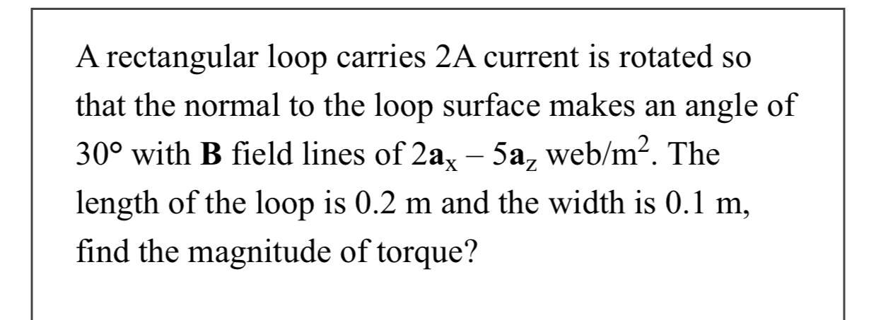 Solved A rectangular loop carries 2A current is rotated so | Chegg.com