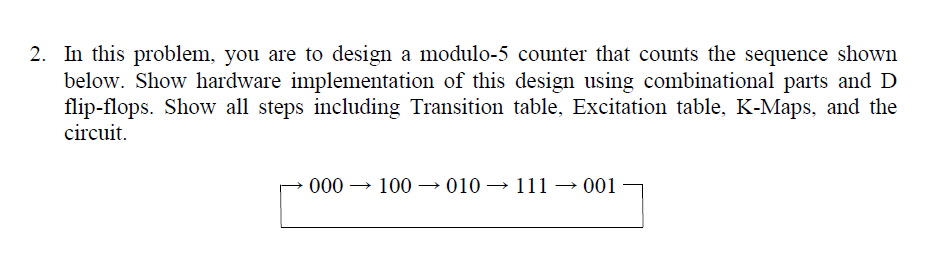 Solved 2. In this problem, you are to design a modulo-5 | Chegg.com