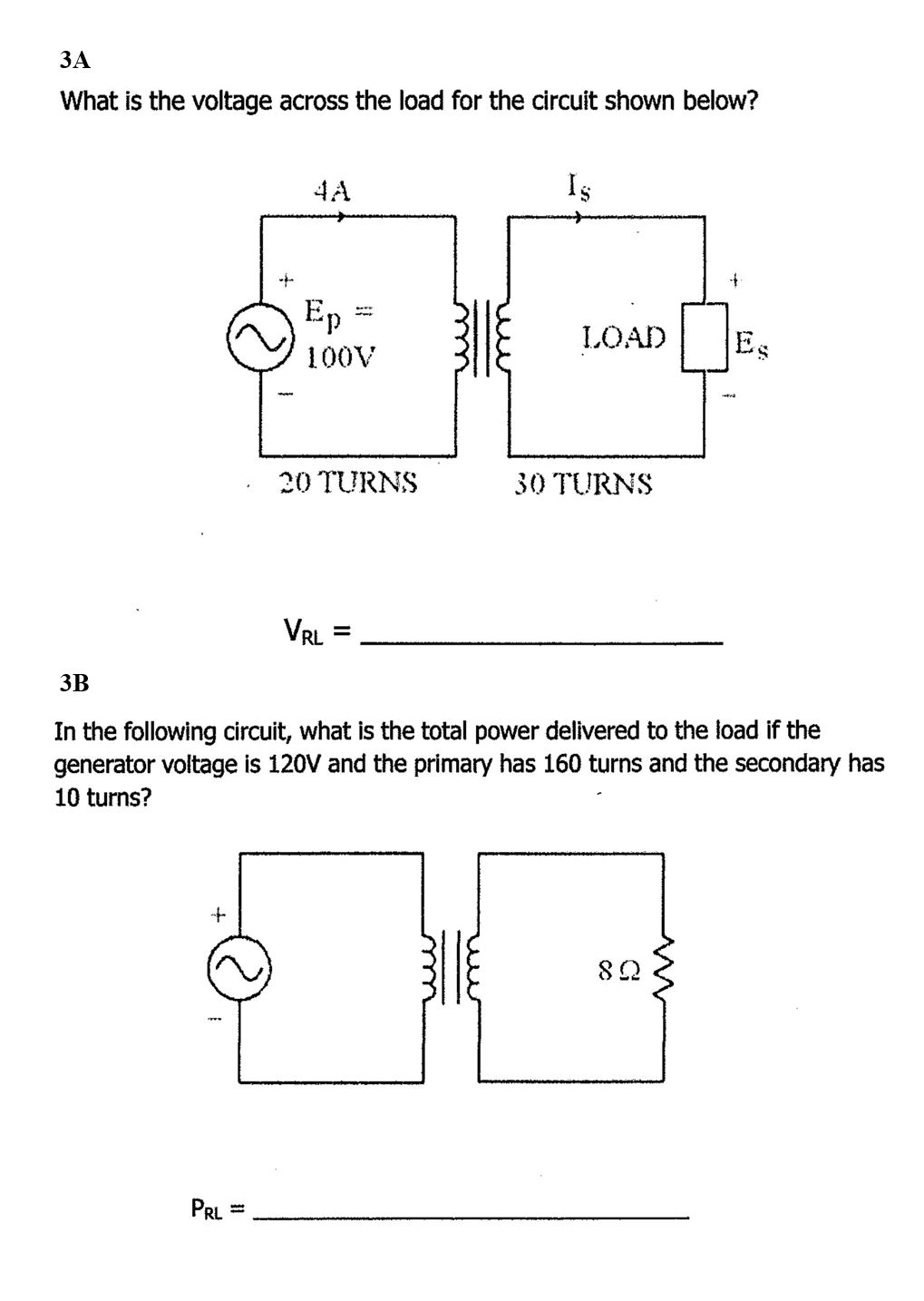 Solved ЗА What is the voltage across the load for the | Chegg.com