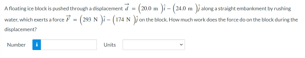 Solved A floating ice block is pushed through a displacement | Chegg.com