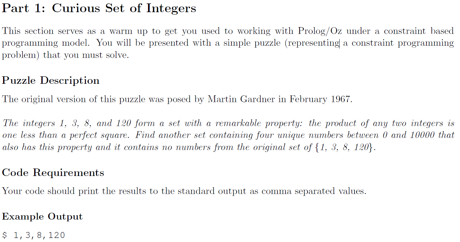 Solved As shown above, please give either OZ/Prolog code or | Chegg.com
