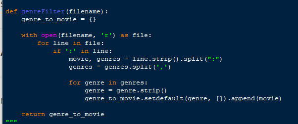 Solved Genre Filter Function Name: genreFilter() Parameters: | Chegg.com